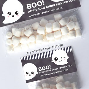 Halloween Treat Bag Topper Printable File Ghost Poop Treat Bag Topper ...