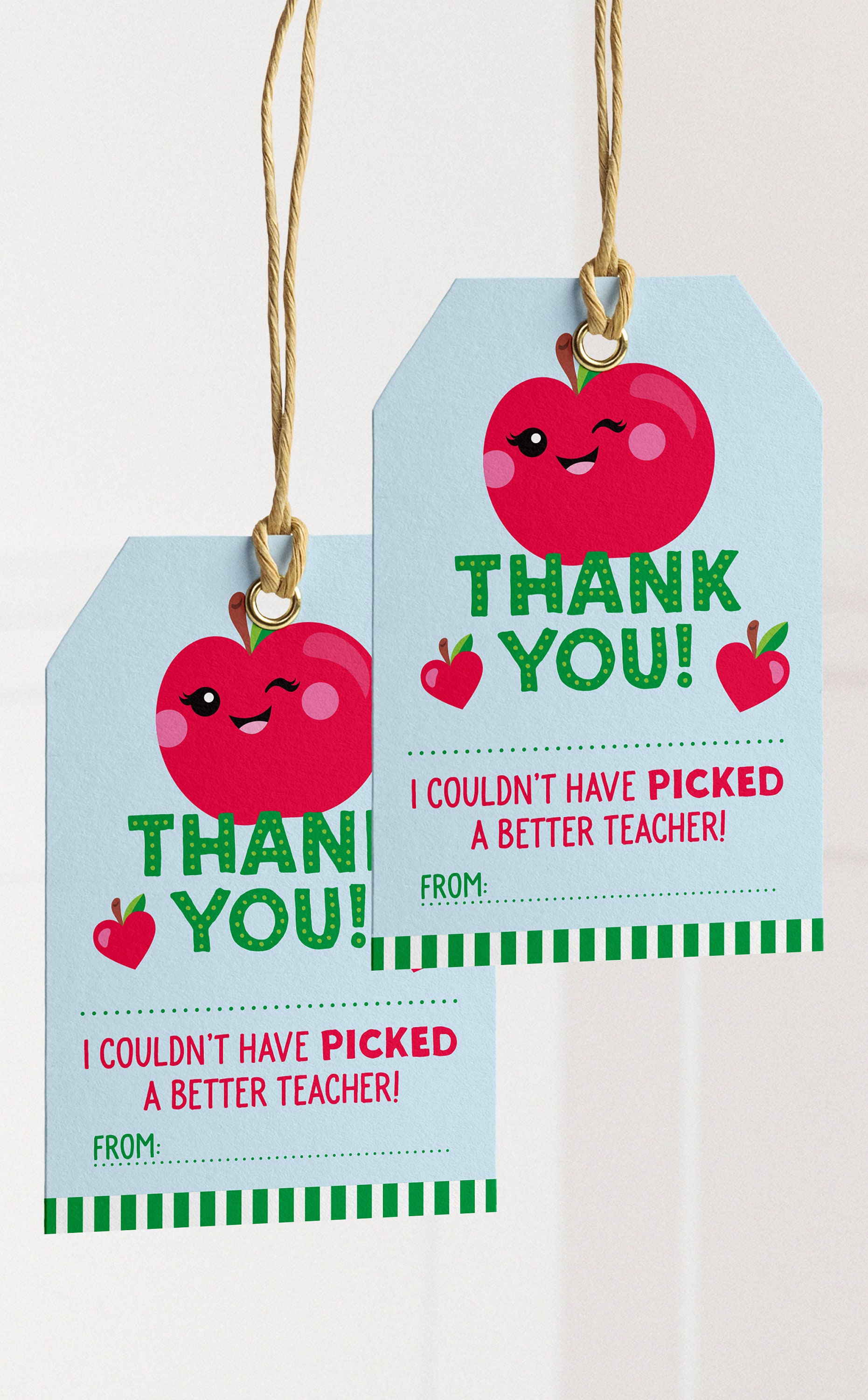 Apple Teacher Thank You Gift Card Holder and Gift Tags - End of Year ...