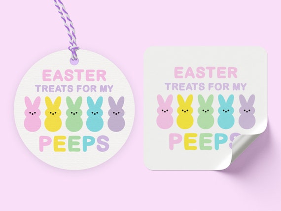 Printable Easter Treat Bag Stickers and Tags | Easter Peeps Treat Tags ...