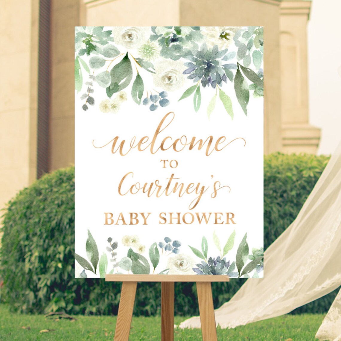 Succulent Welcome Sign Printable File for Baby Shower With - Etsy