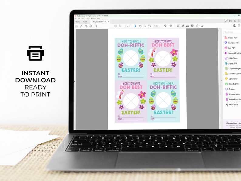 Play Doh Easter Cards for Kids Printable Non-candy Easter - Etsy