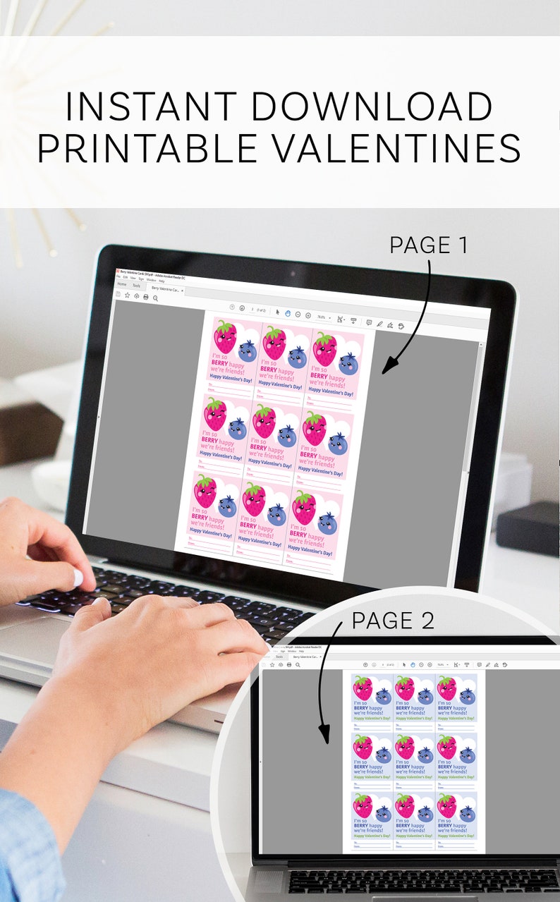 Printable Classroom Valentines Day Cards for Kids Fruit - Etsy