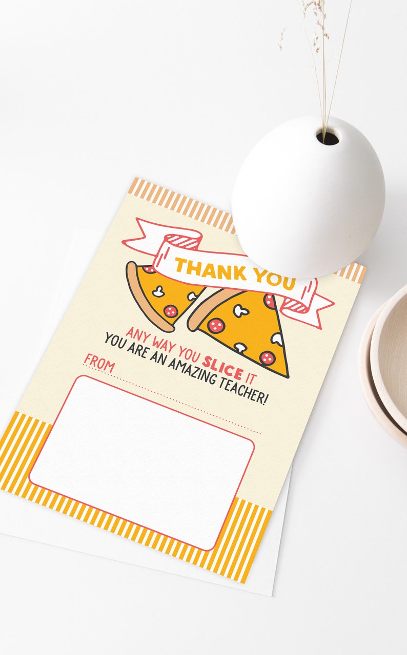 Pizza Teacher Thank You Card Printable Teacher Appreciation | Etsy