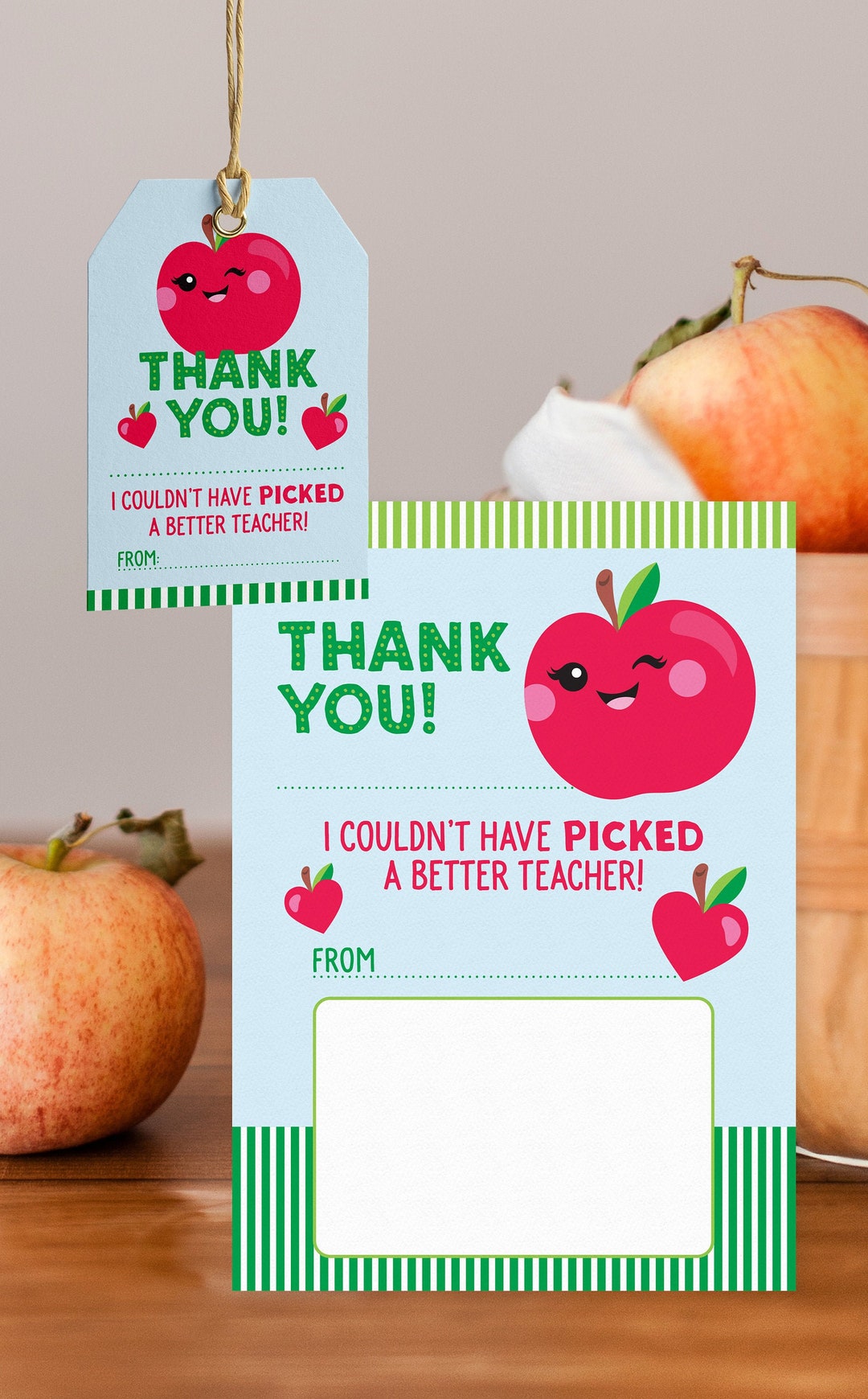 Apple Teacher Thank You Gift Card Holder and Gift Tags - End of Year ...