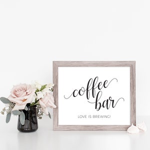 Coffee Bar Wedding Sign Black and White Instant Download Printable File ...