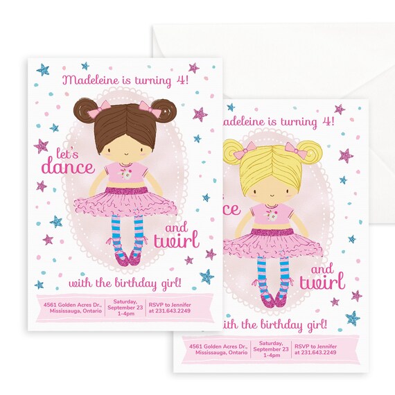 Dance Birthday Party Invitation for Ballerina Birthday Party ...