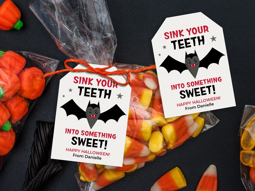 Halloween Treat Tags - Vampire Bat Sink Your Teeth Into Something Sweet ...