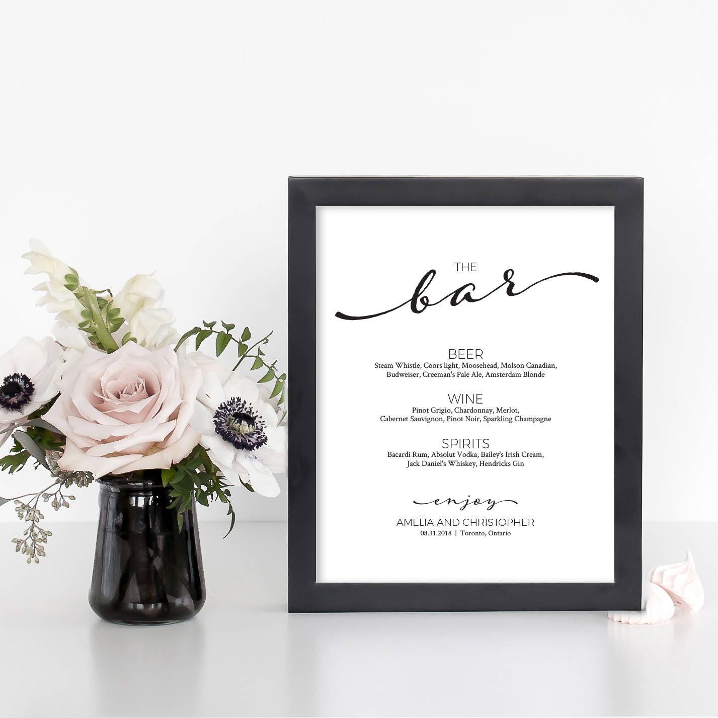 Wedding Bar Menu Sign Instant Download Editable Bar Menu | Etsy