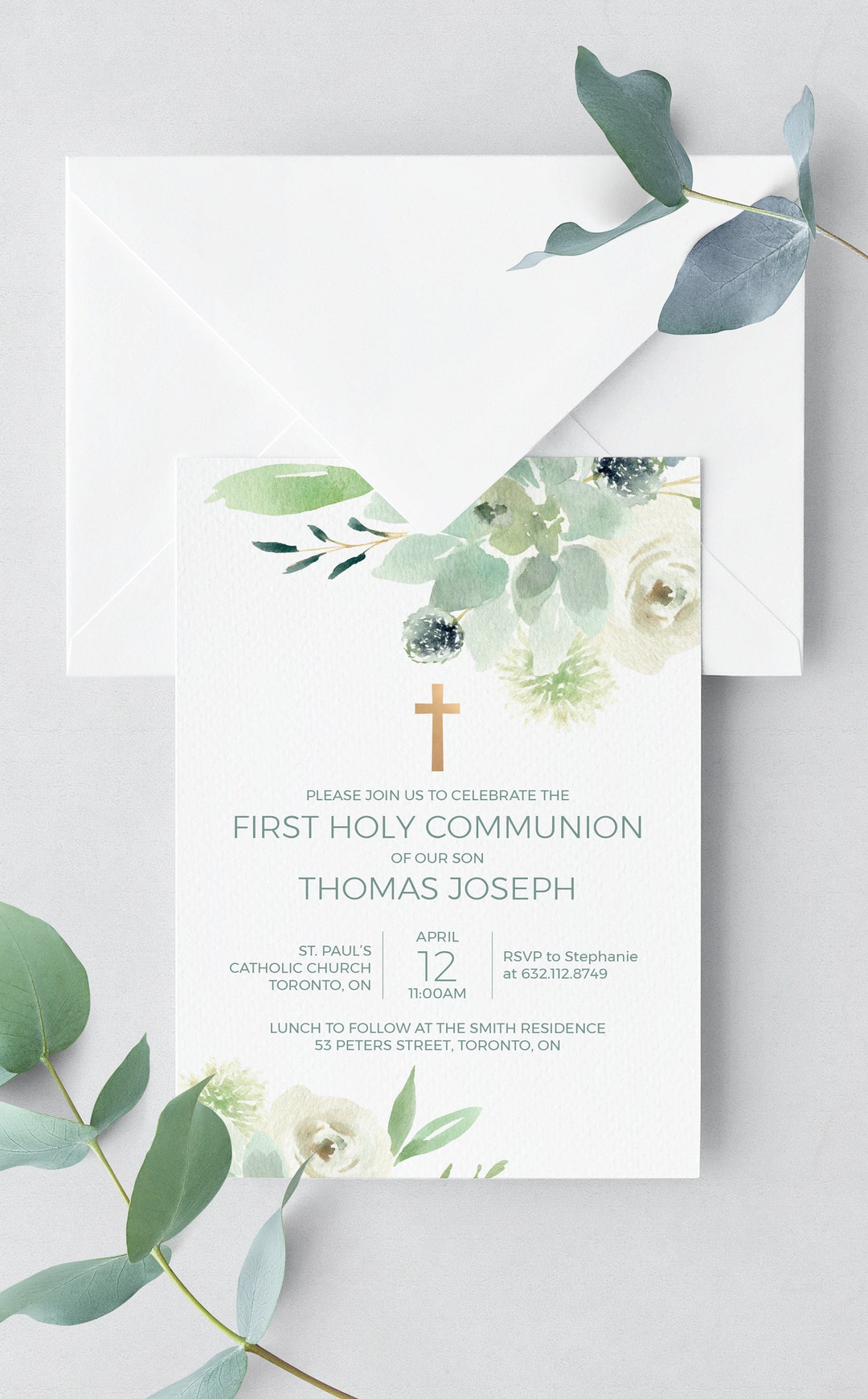 First Holy Communion Invitation Printable Instant Download - Etsy