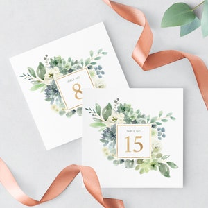 Succulent Wedding Table Numbers Instant Download Printable Greenery ...