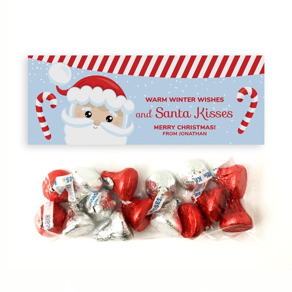 Santa Kisses Christmas Treat Bag Topper Printable Instant Download File ...