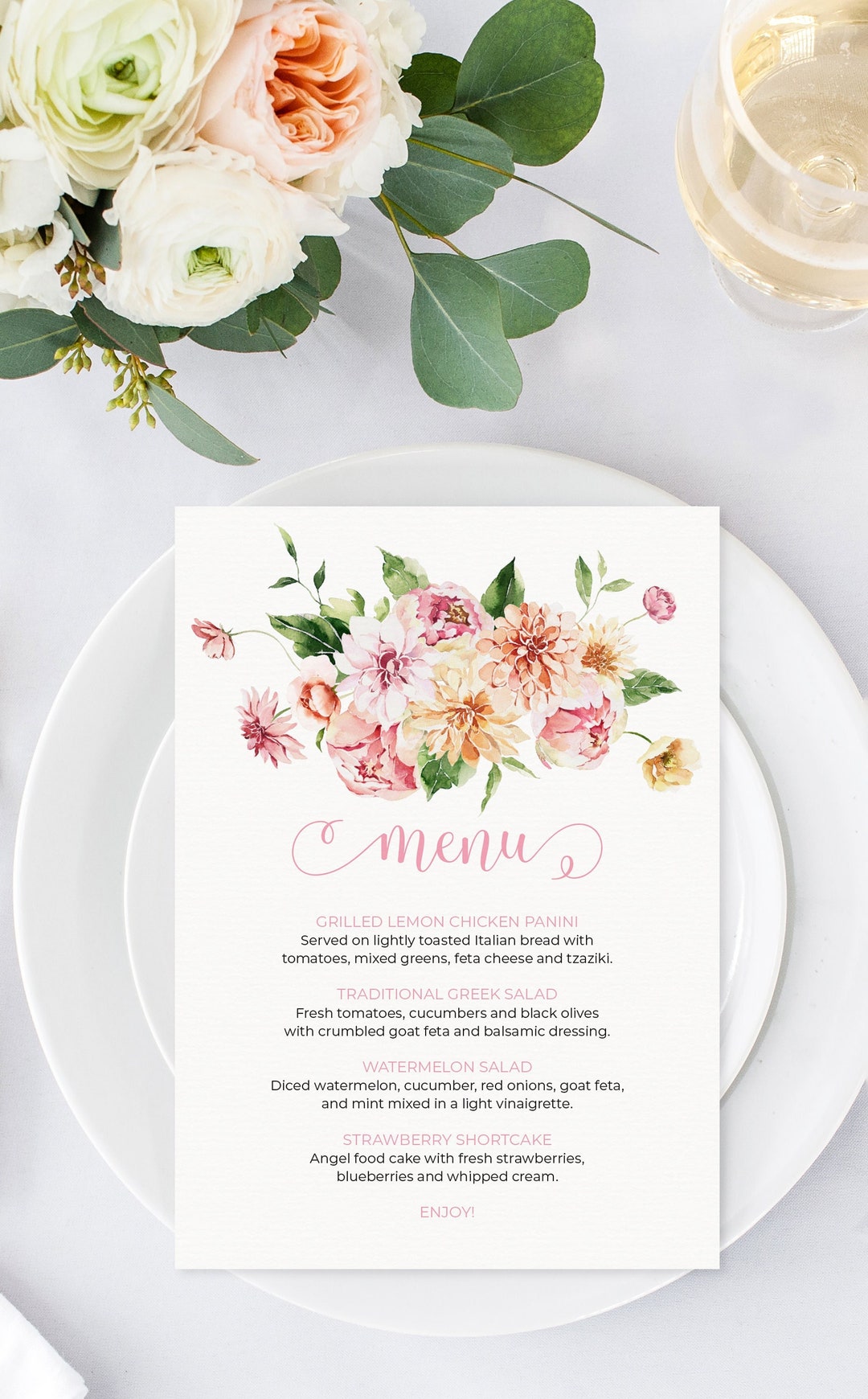 Pink Baby in Bloom Baby Shower Menu Template | Printable Menu With Pink ...