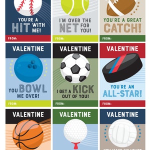 Sports Valentine's Day Cards for Kids - Printable Classroom Valentines ...