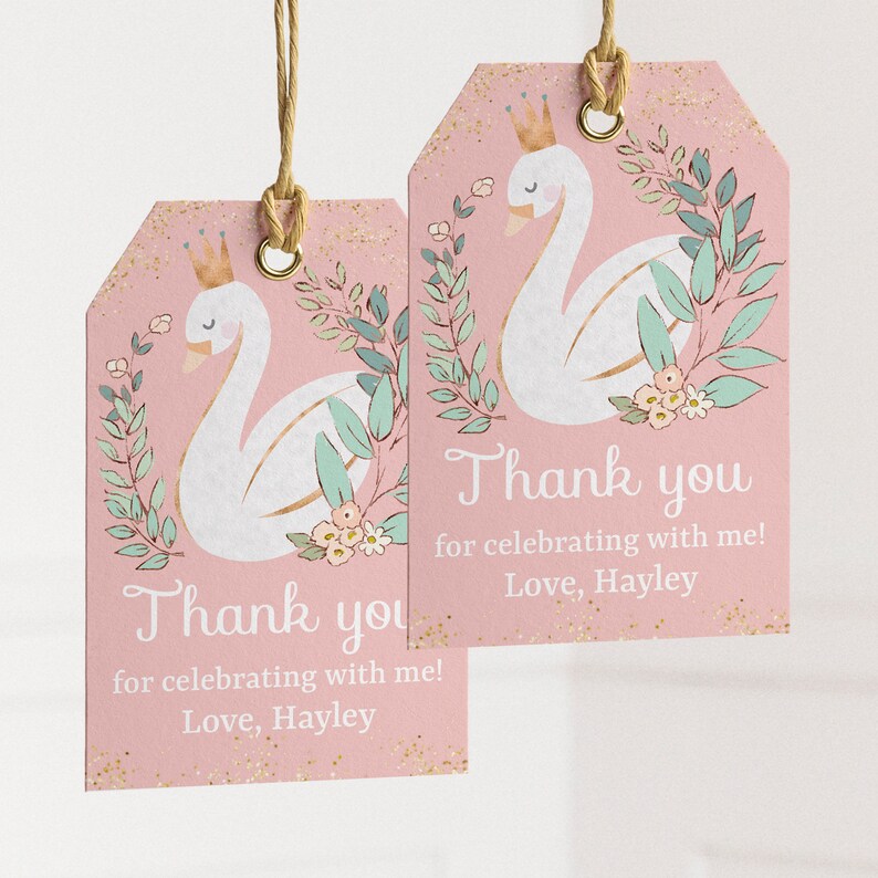 Swan Party Favour Tags for Swan Birthday Party - Printable Instant ...