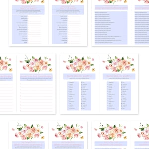 Pink Floral Baby Shower Games Bundle Printable Instant Download File 12 ...