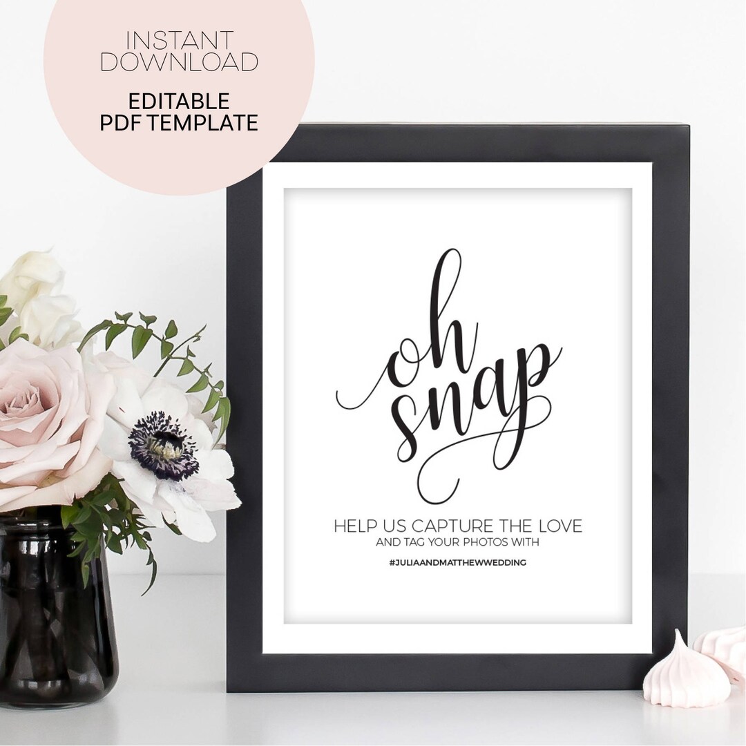 Wedding Hashtag Sign Printable Template Instagram Wedding Sign Instant ...