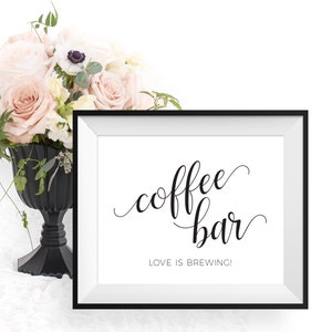Coffee Bar Wedding Sign Black and White Instant Download Printable File ...