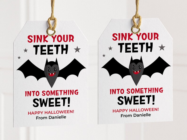 Halloween Treat Tags - Vampire Bat Sink Your Teeth Into Something Sweet ...