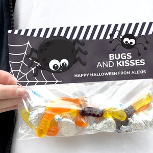 Halloween Treat Bag Toppers Printable File Bugs and Kisses Treat Bag ...