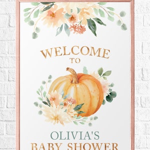 Pumpkin Baby Shower Welcome Sign for Fall Baby Shower - Printable ...