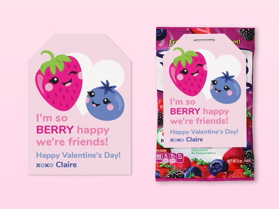 Fruit Snacks Valentine Gift Tags for Kids | Printable Classroom ...