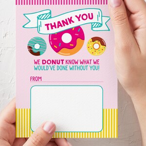 Donut Teacher Thank You Card Printable Gift Card Holder and Gift Tags ...