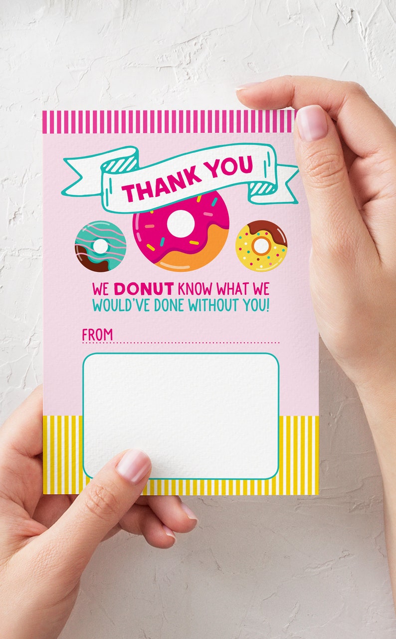 Donut Teacher Thank You Card Printable Gift Card Holder and - Etsy