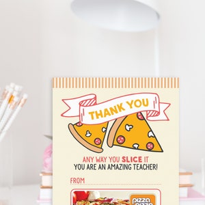 Pizza Teacher Thank You Card Printable - Teacher Appreciation Gift Card ...