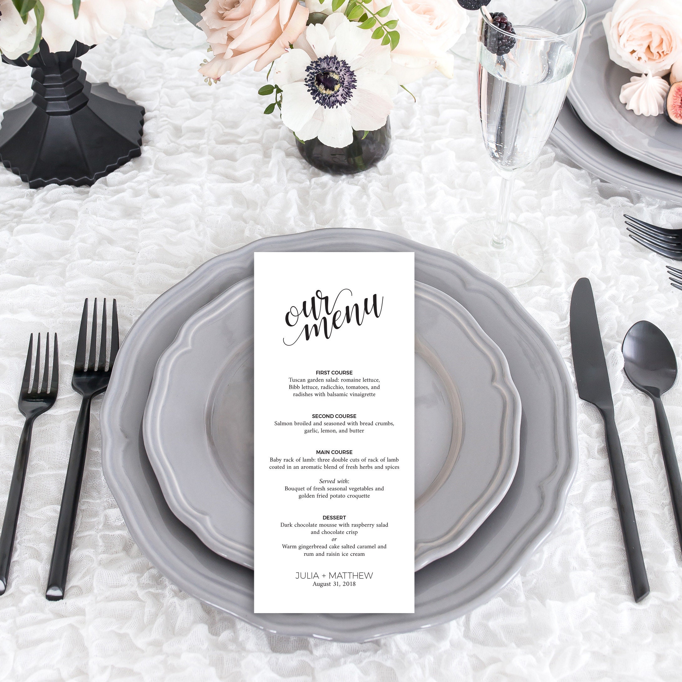 Editable Wedding Menu Template Instant Download Printable | Etsy