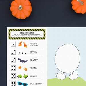 Printable Roll a Monster Kids Game for Halloween or Monster Birthday ...