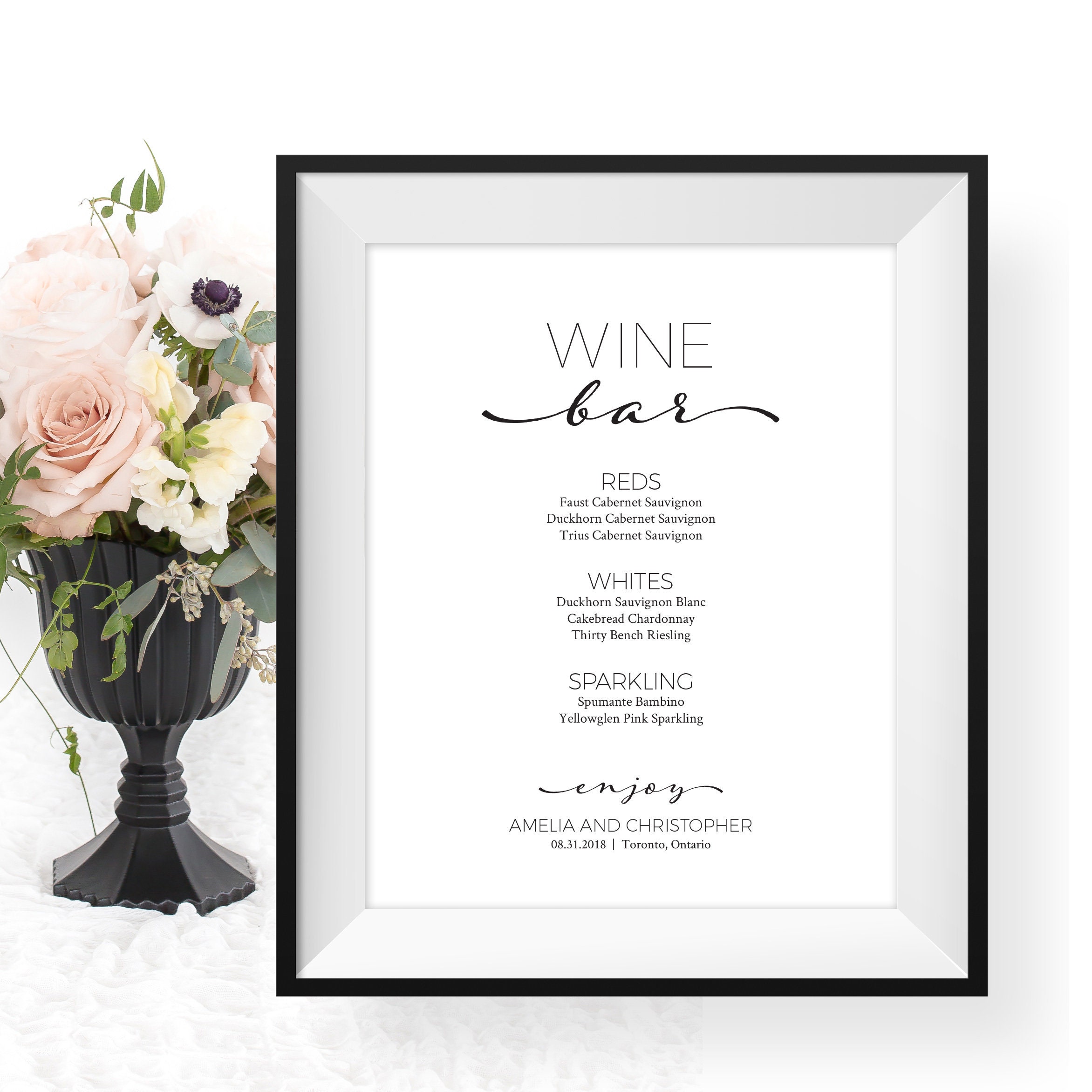 Printable Wine Bar Sign Instant Download Template Black and | Etsy