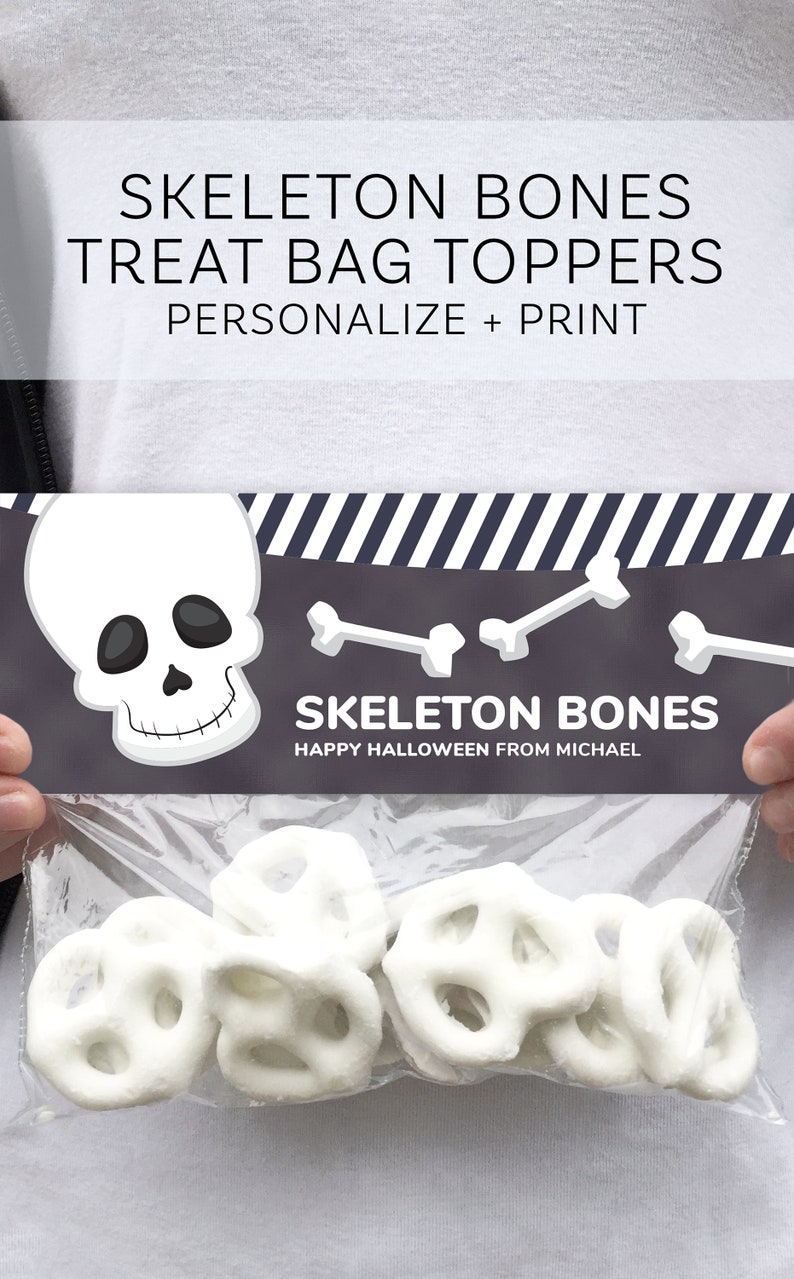 Halloween Treat Bag Toppers Printable File With Skeleton Bones - Etsy