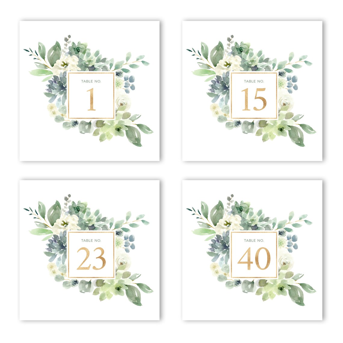Succulent Wedding Table Numbers Instant Download Printable | Etsy