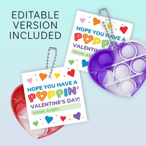 Pop It Valentine's Day Cards for Kids - Classroom Valentine Tags for ...