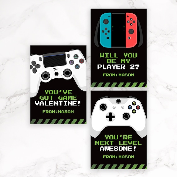 Video Game Valentines Day Cards for Kids - Printable Gamer Classroom ...