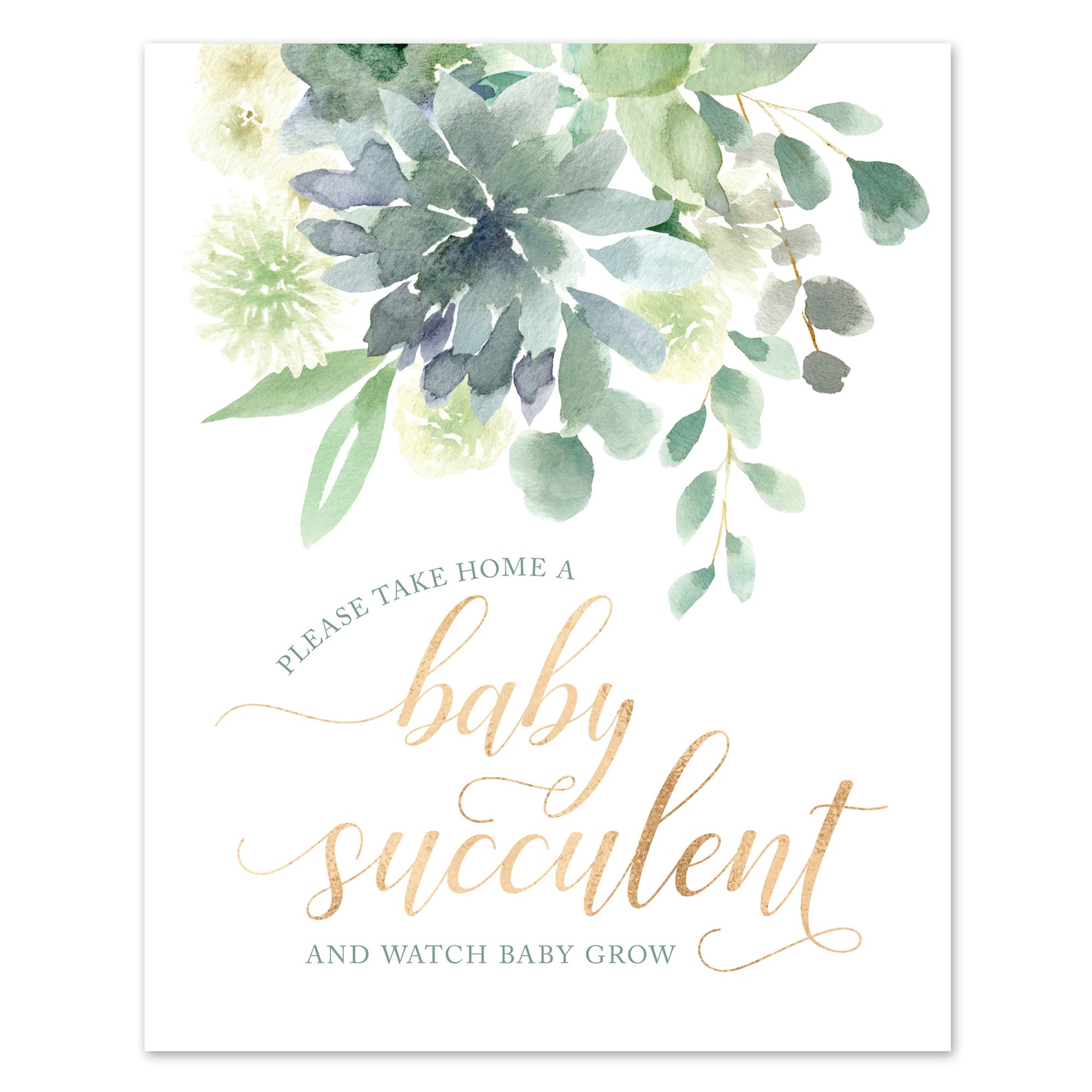 Succulent Watch Me Grow Favor Tags Printable Files - Succulent Baby ...