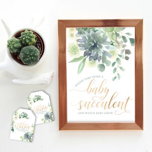 Succulent Watch Me Grow Favor Tags Printable Files - Succulent Baby ...