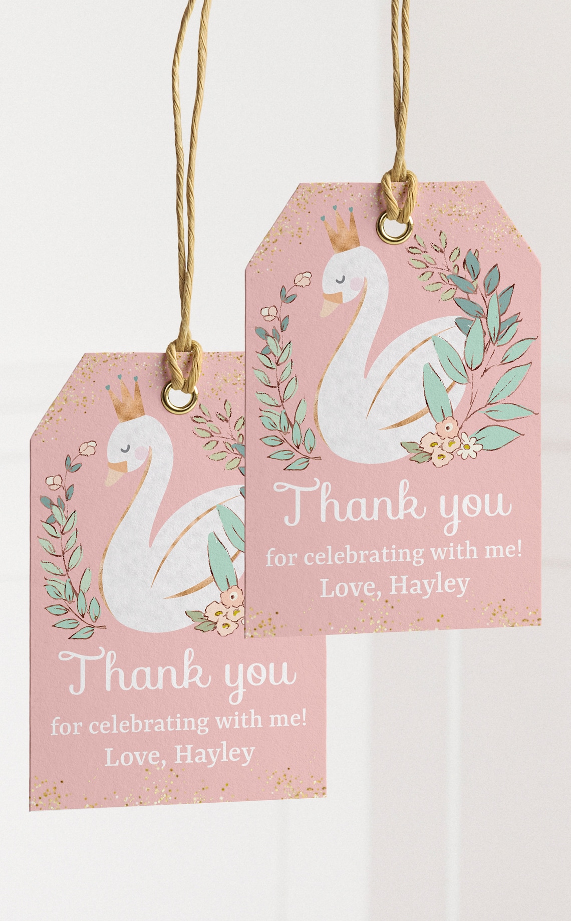 Swan Party Favour Tags for Swan Birthday Party - Printable Instant ...