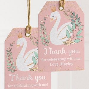 Swan Party Favour Tags for Swan Birthday Party - Printable Instant ...