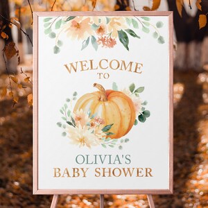 Pumpkin Baby Shower Welcome Sign for Fall Baby Shower - Printable ...