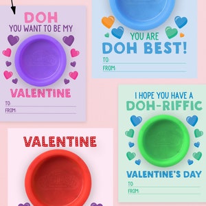 Printable Play Doh Valentines Day Cards for Kids | Non-candy Classroom ...