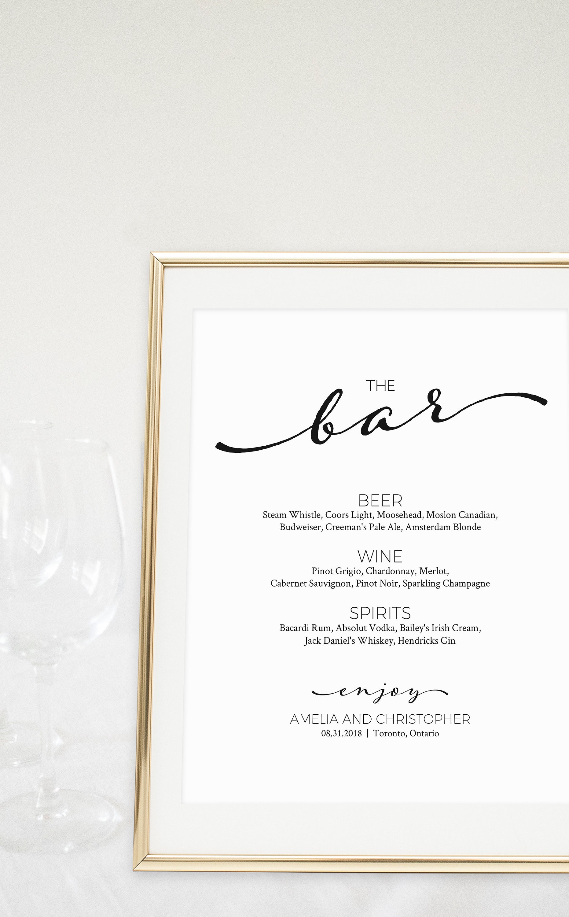 Wedding Bar Menu Sign Instant Download Editable Bar Menu | Etsy