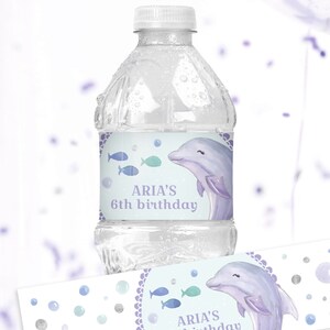Dolphin Water Bottle Labels for Under the Sea Birthday Party ...