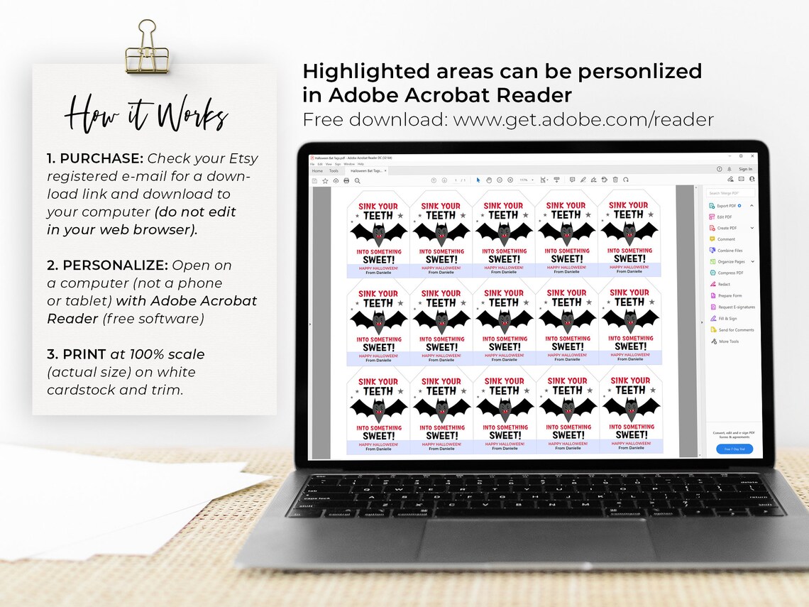 Halloween Treat Tags - Vampire Bat Sink Your Teeth Into Something Sweet ...