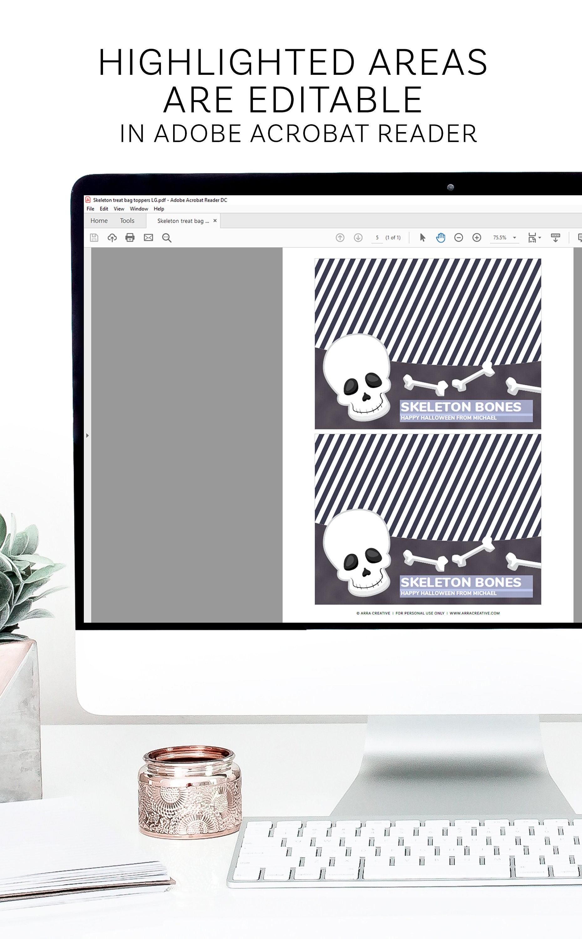 Halloween Treat Bag Toppers Printable File With Skeleton Bones | Etsy