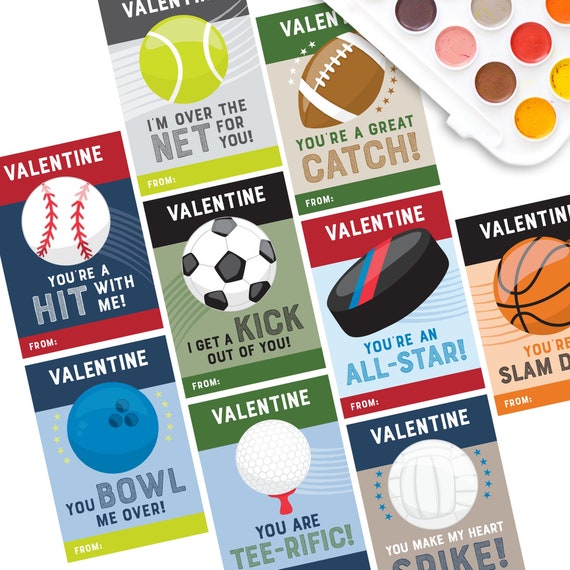 Sports Valentine's Day Cards for Kids - Printable Classroom Valentines ...