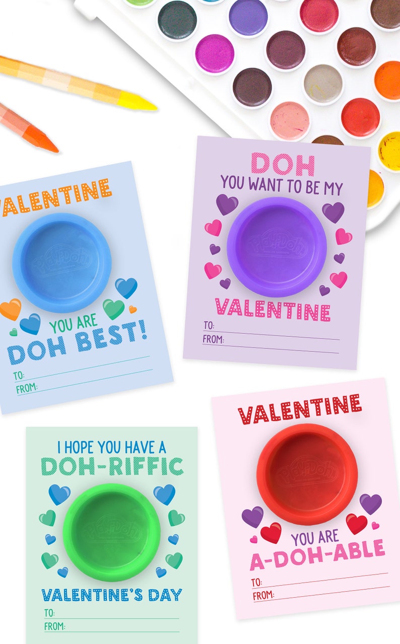 Printable Play Doh Valentines Day Cards for Kids Non-candy - Etsy