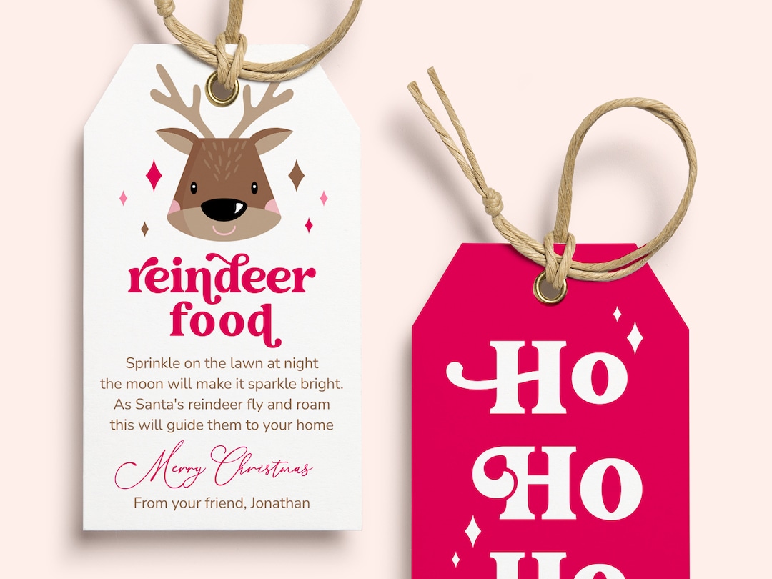 Christmas Reindeer Food Gift Tags for Kids Printable Holiday Treat Bag ...