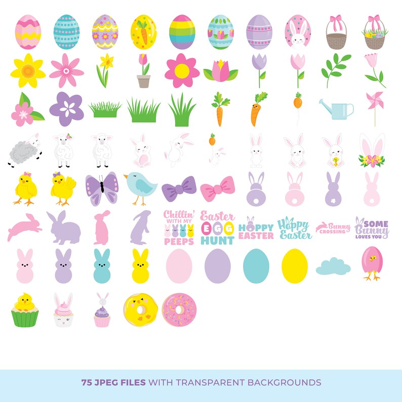 Easter Clip Art Bundle of 80 Easter Graphics Instant - Etsy