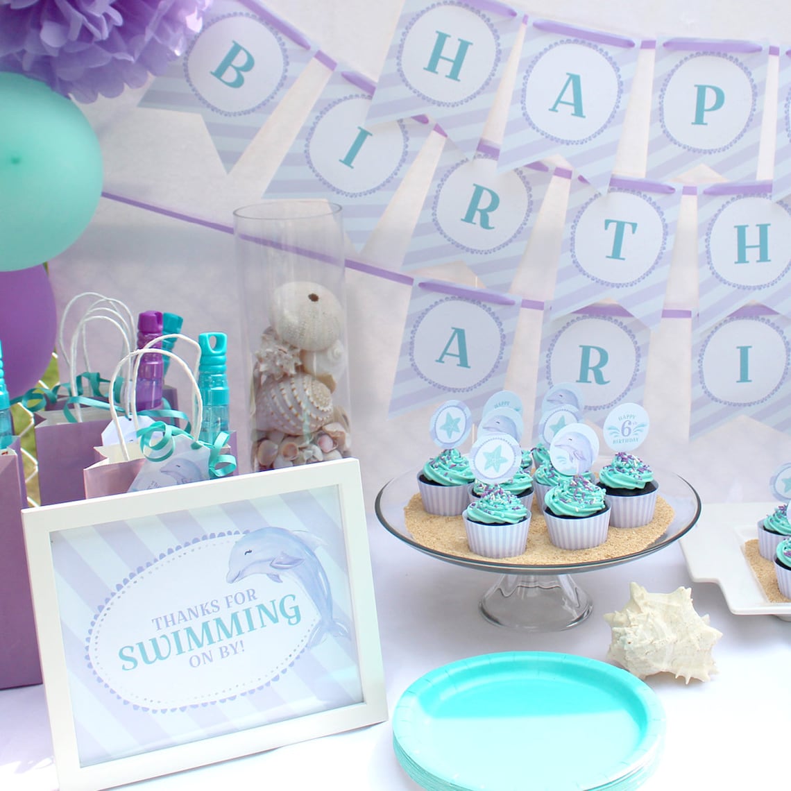 Printable Purple and Teal Striped Happy Birthday Banner - Etsy